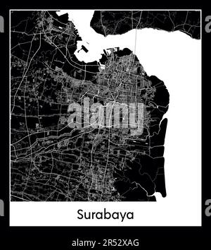 City Map Surabaya Indonesia Asia blue print round Circle vector ...