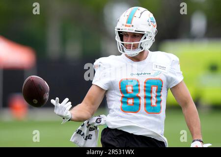 Miami Dolphins tight end Tanner Conner (80) runs to block during a NFL ...