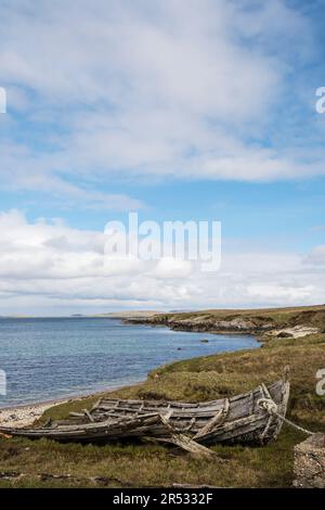 The remains of the last sixareen on Fetlar at Ugasta Pier, Shetland ...