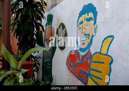 Street mural and artwork of Cuban revolutionary heres Che Guevara and ...