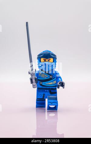 Jay lego ninjago minifigure toy with reflection Stock Photo - Alamy