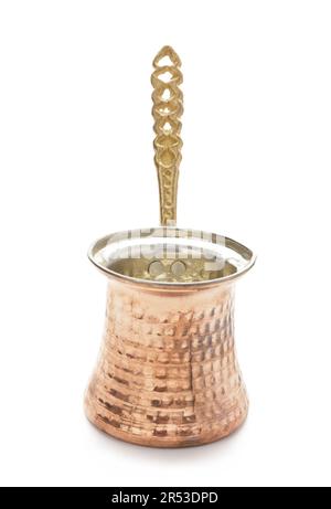 Copper cezve on white background Stock Photo - Alamy