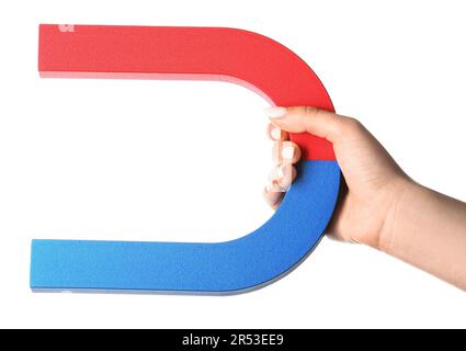 Female hand with big magnet isolated on white background Stock Photo ...