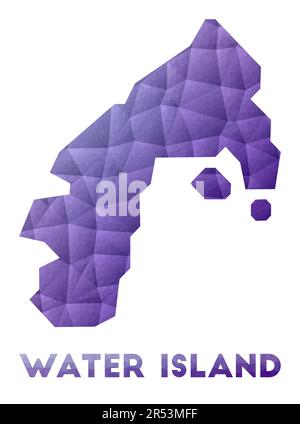 Vector polygonal Water Island map. Vibrant geometric island in low poly ...