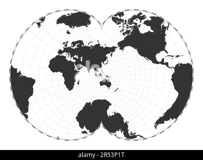 Vector world map. August's epicycloidal conformal projection. Plain ...
