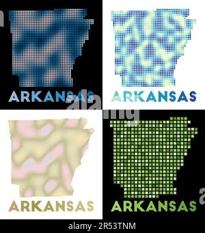 Arkansas map design. Map of the US state with regions in emerald ...
