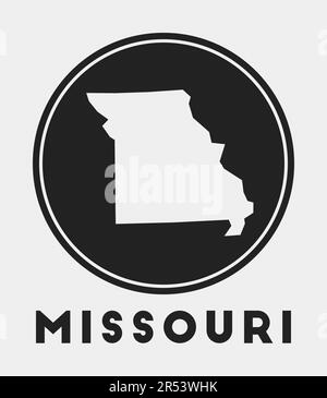 Missouri logo. Sign with the map of US state and colored stripes ...