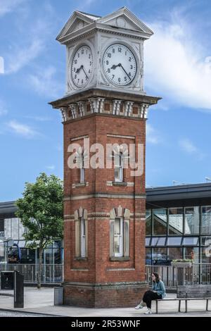 Altrincham Clock Tower at the interchange, Trafford Stock Photo - Alamy