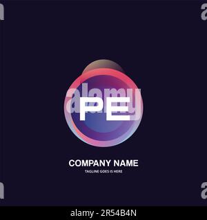 PE initial logo With Colorful Circle template Stock Vector Image & Art ...