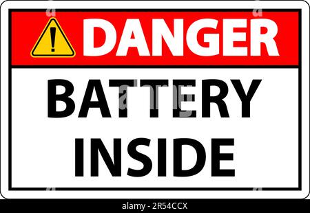 Danger Sign Battery Inside On White Background Stock Vector Image & Art ...