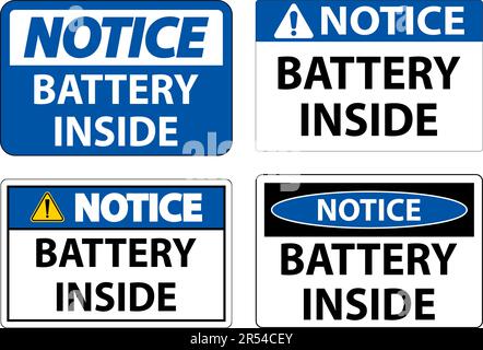 Notice Sign Battery Inside On White Background Stock Vector Image & Art ...