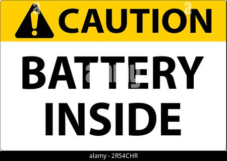 Caution Sign Battery Inside On White Background Stock Vector Image ...