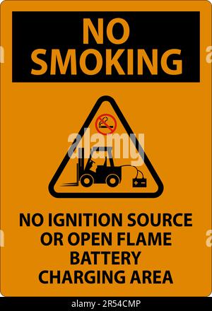No Smoking Sign No Ignition Source Or Open Flame, Battery Charging Area ...