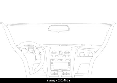 The contour of the car interior inside from black lines isolated on a ...