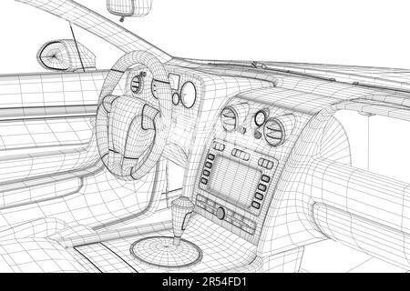 Luxurious beige contour car interior vector illustration. Car outline ...