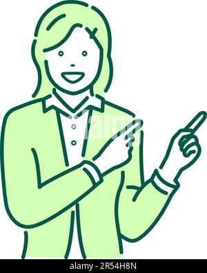 Young business woman pointing (intorducing ) vector illustration Stock ...
