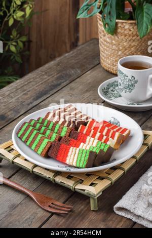 Malaysian dish Kek Lapis Sarawak or Sarawak layered cake with beautiful ...