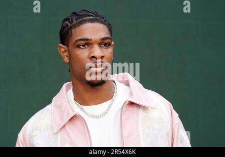 Sterling "Scoot" Henderson poses at the premiere of the Peacock film "Shooting Stars," Wednesday ...