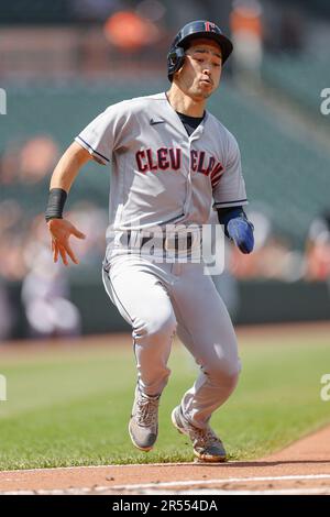 Cleveland Guardians' Steven Kwan runs during a baseball game against ...