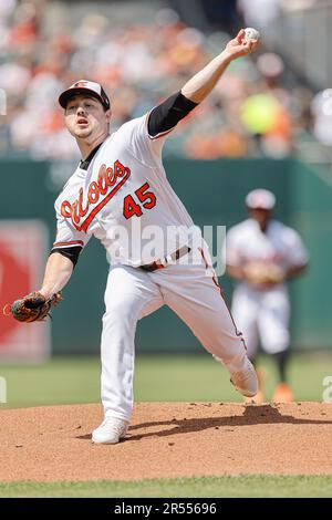 Baltimore Orioles pitcher Keegan Akin throws during the eighth inning ...