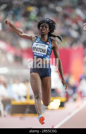 Hilary KPATCHA in the long jump at the Doha 2019 World Athletics ...
