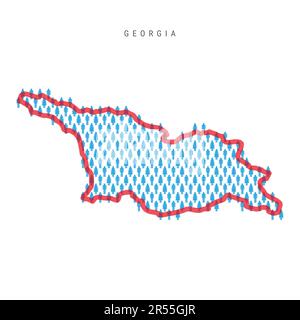 Georgia population map. Stick figures people map with bold red ...
