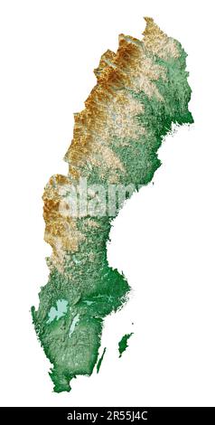 Sweden, shaded relief map Stock Photo - Alamy