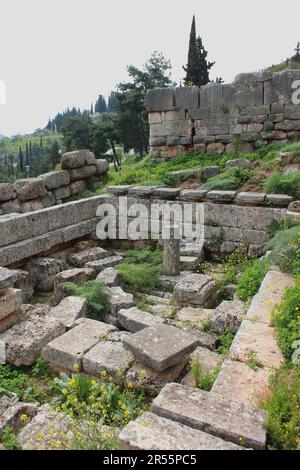 Treasury of the Sicyonians at Delphi, Greece Stock Photo - Alamy