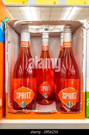 APEROL BOTTLES OF ITALIAN APERITIF ON DISPLAY INSIDE THE FOOD STORE ...