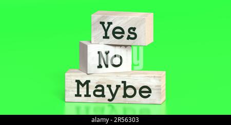 Yes, no - words on wooden blocks - 3D illustration Stock Photo - Alamy