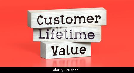 Customer, lifetime, value - words on metal blocks - 3D illustration ...