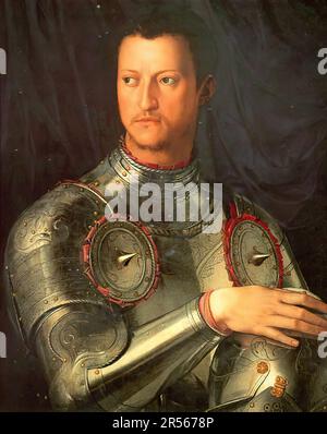 Bronzino, Agnolo - Portrait paintings of Cosimo I de' Medici in half ...