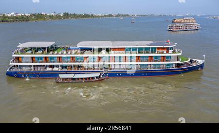 The luxury cruise ship RV Indochine II 2, French cruises CroisiEurope ...