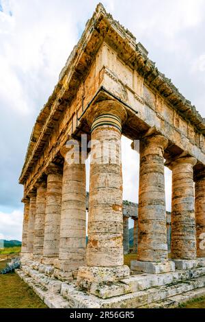 View of Segesta. The Temple Segesta, is the best preserved Greek Doric ...