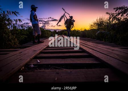 Bridge access washed away by cyclone Freddy in Mpotola, Malawi Stock ...