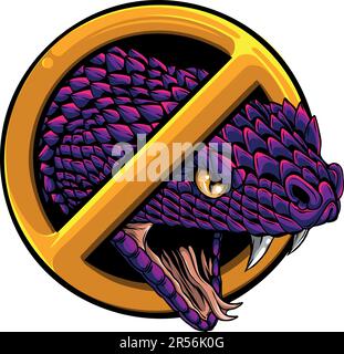 Stop sign danger. Silhouette snake sign carefully. Illustration symbol ...