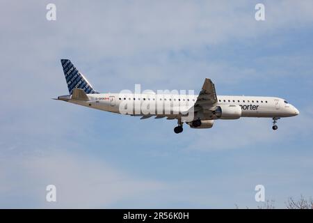 Porter Airlines Embraer Landing at Pearson Airport Runway 24L Stock ...
