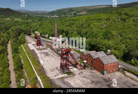 Cefn Coed Mining museum, Crynant, Neath Valley, winding gear shaft head ...