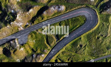 An aerial drone view of the A4069 known as the Black Mountain Pass in ...