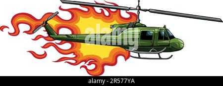 Vector Combat helicopter crash. Flat style colorful Cartoon ...