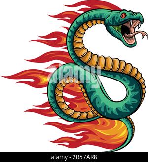 vector illustration of Viper Snake with Flame Stock Vector Image & Art ...