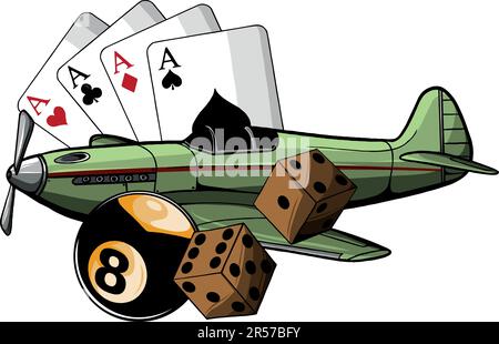 vector illustration of fighter airplane with pub game Stock Vector ...
