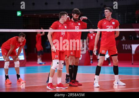 AUG 7, 2021 - Tokyo, Japan: Igor KOBZAR #24, Egor KLIUKA #18 and Ilyas ...