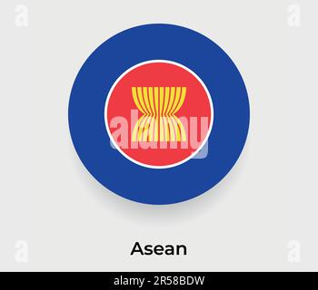 Asean flag bubble circle round shape icon colorful vector illustration ...