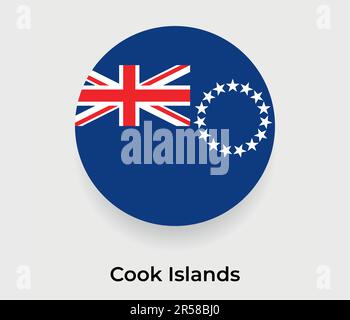 Cook Islands flag bubble circle round shape icon colorful vector ...