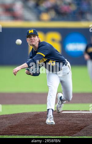 Michigan Wolverines pitcher Connor O'Halloran (20) delivers a pitch ...