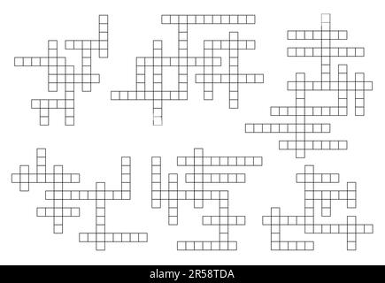 Crossword quiz grids or guess word game layout templates, vector empty ...