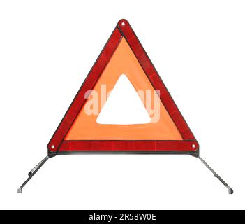 A warning foldaway reflective road hazard warning triangle and a pair ...