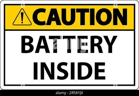 Caution Sign Battery Inside On White Background Stock Vector Image ...