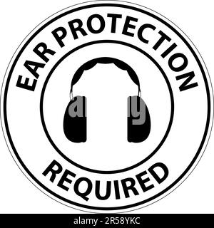 Notice Ear Protection Required Sign On White Background Stock Vector ...